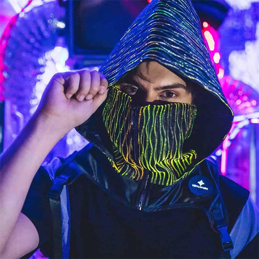 Led Hood Mask Light Up Cyberpunk Mask Cap - LUMISONATA | One Fiber ...