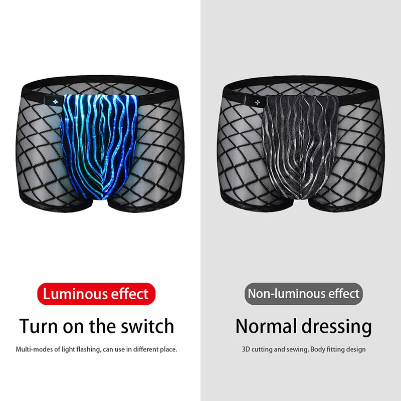 LED Casual Luminous Light UP Men's Large Mesh Fishnet Underwear Youth ...